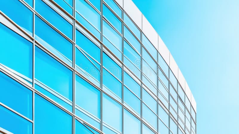 Modern Glass Building with Reflective Windows Under a Clear Blue Sky ...