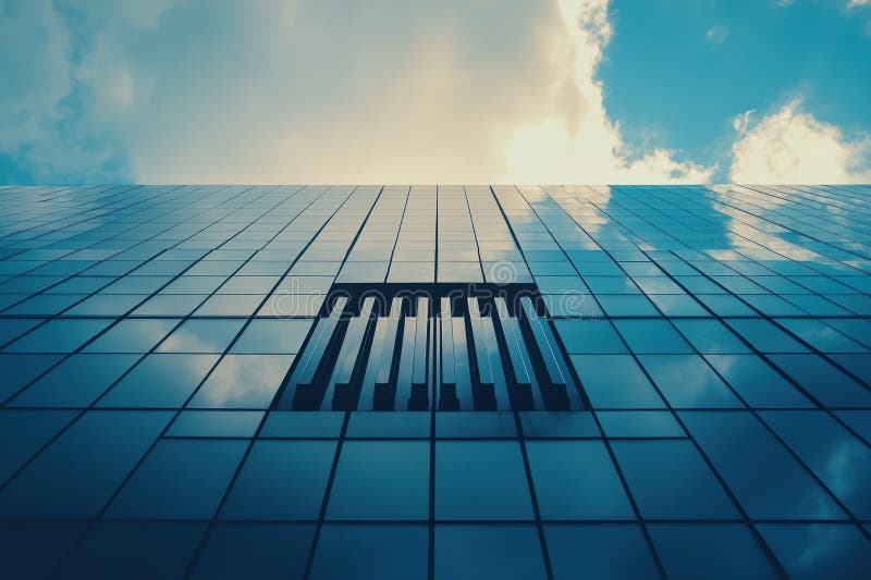 Modern Glass Building with Reflective Windows and Unique Vent Design ...