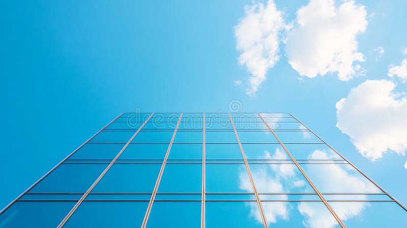 Modern Glass Building Reflects Blue Sky with Clouds Symbolizing Growth ...
