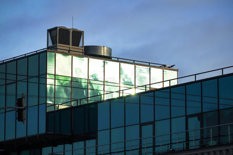 Modern Glass Building with Sky Reflection in Windows Stock Image ...