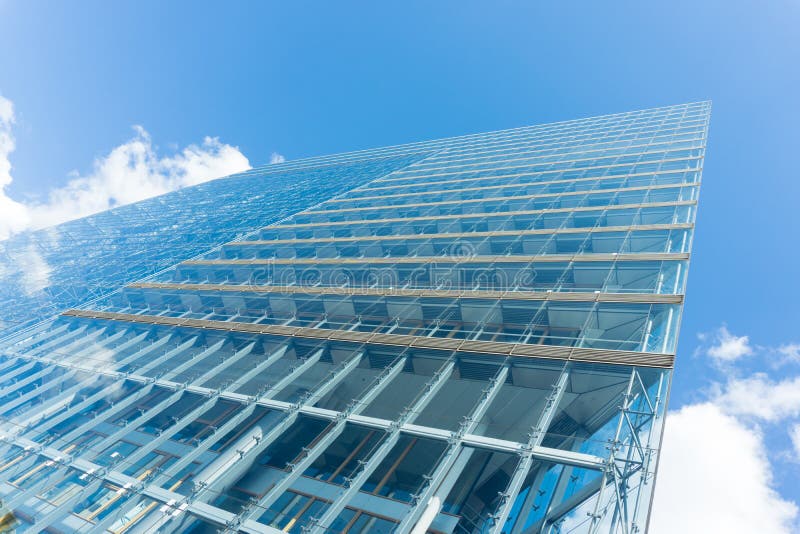 Modern Glass Building Skyscraper Blue Sky Stock Photo - Image of glass ...