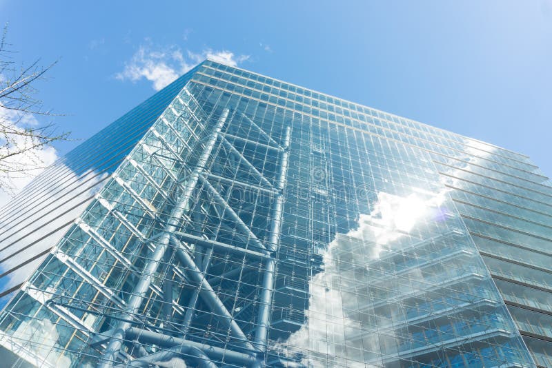 Modern Glass Building Skyscraper in Duesseldorf in Germany Blue Sky ...