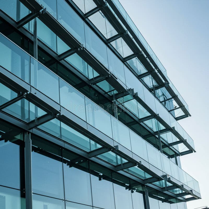 Modern Glass Building with Sleek, Angular Lines and Blue-tinted Windows ...