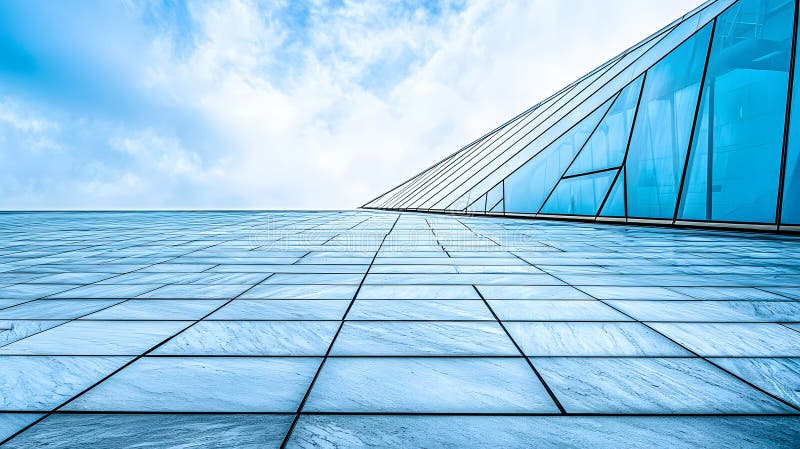 Modern Glass Building with a Unique Angular Design Stock Illustration ...