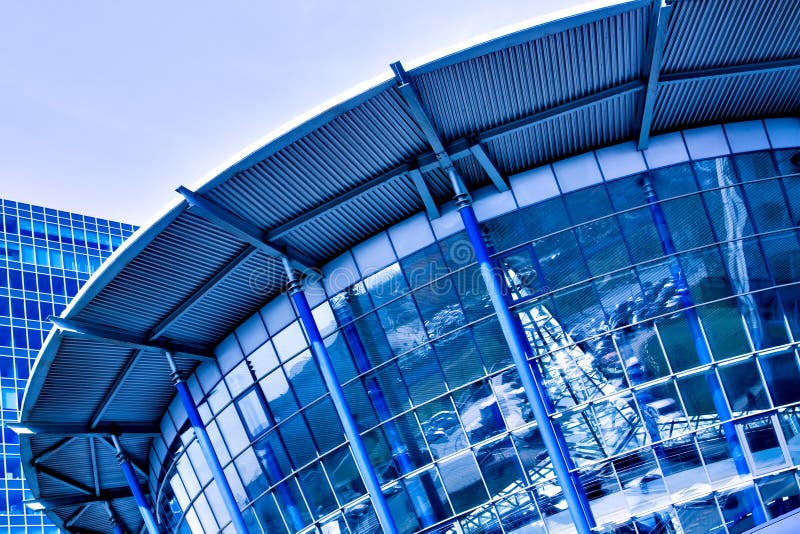 Modern Glass Business Center Stock Photo - Image of dusk, center: 16162638