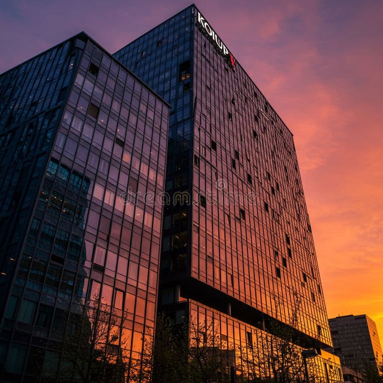 Modern Glass-clad Skyscraper with Reflective Windows Capturing a ...