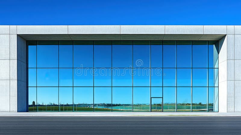 Modern Glass and Concrete Building Exterior Under a Bright Blue Sky ...