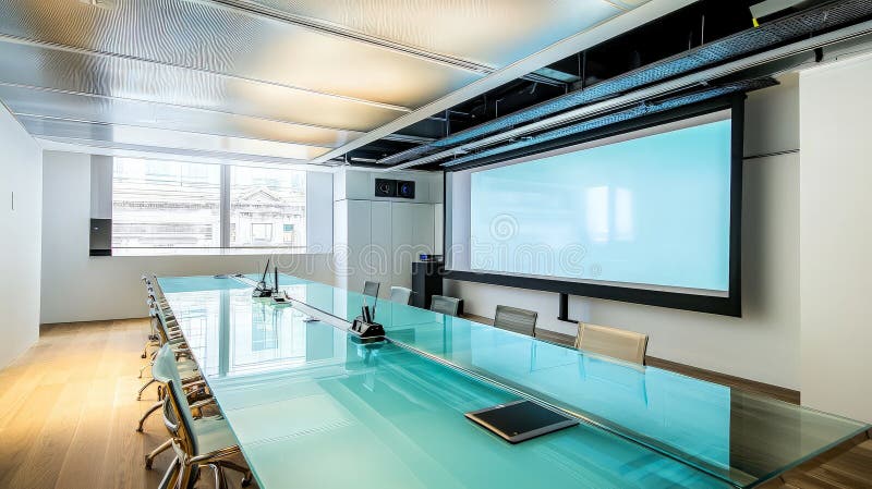 Modern Glass Conference Table in a Bright Meeting Room with a Large ...
