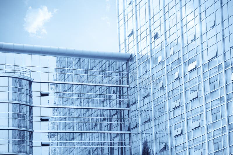 Modern Glass Curtain Wall Building Stock Photo - Image of blue ...