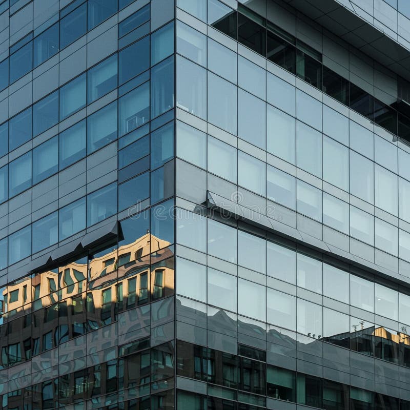 Modern Glass Facade of a High-rise Building with Rectangular Windows ...