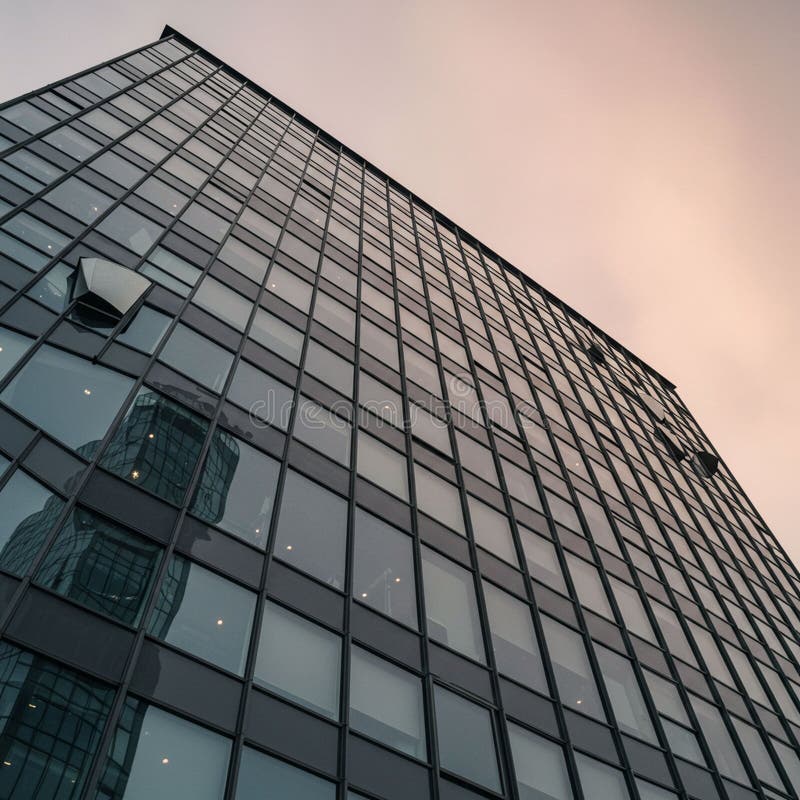 Modern Glass Facade of a High-rise Building. the Structure Features a ...