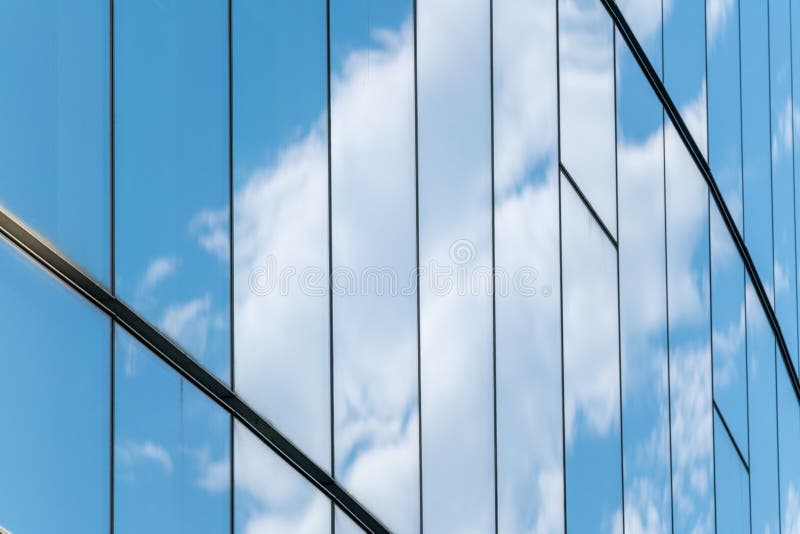 Modern Glass Facade Reflecting Sky. Stock Illustration - Illustration ...