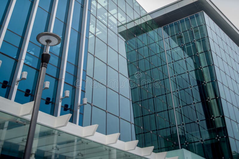 Modern Glass Front Building Low To High Aspect Stock Image - Image of ...