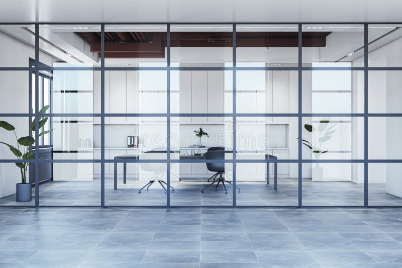 Modern Glass Meeting Room Interior with Various Objects and Furniture. Stock Illustration ...