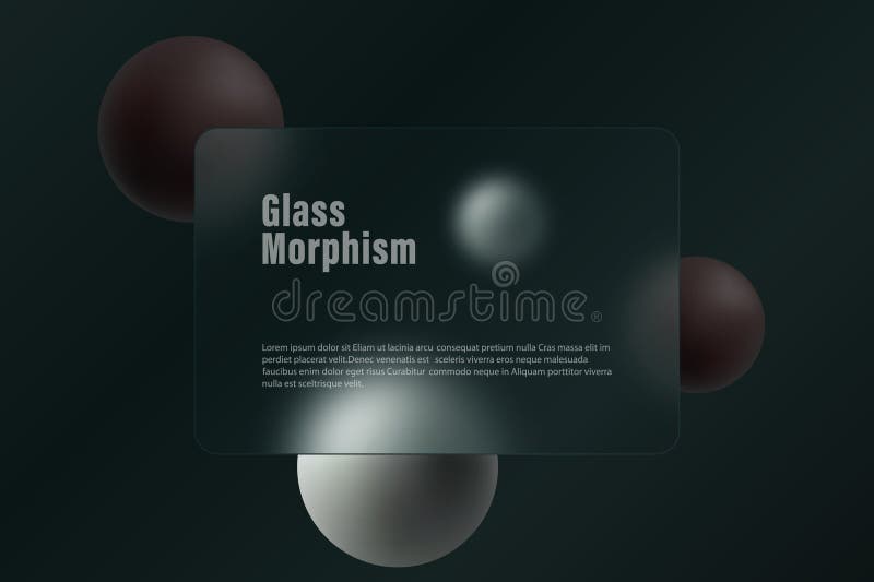 Modern Glass Morphism Design. Spheres and Glass Panel Stock ...