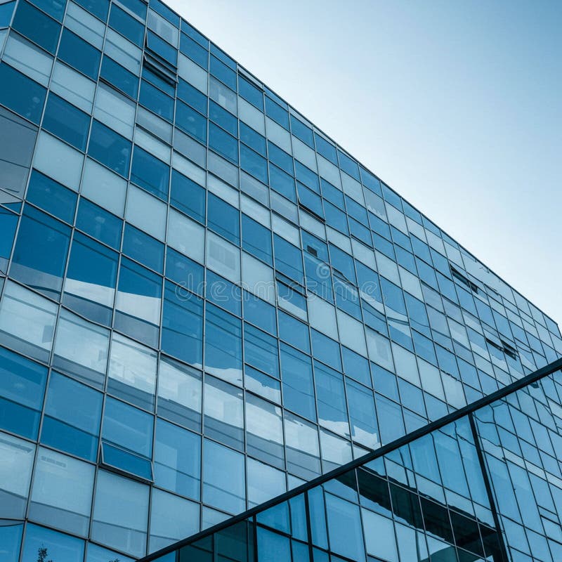 Modern Glass Office Building with a Grid of Reflective Windows ...