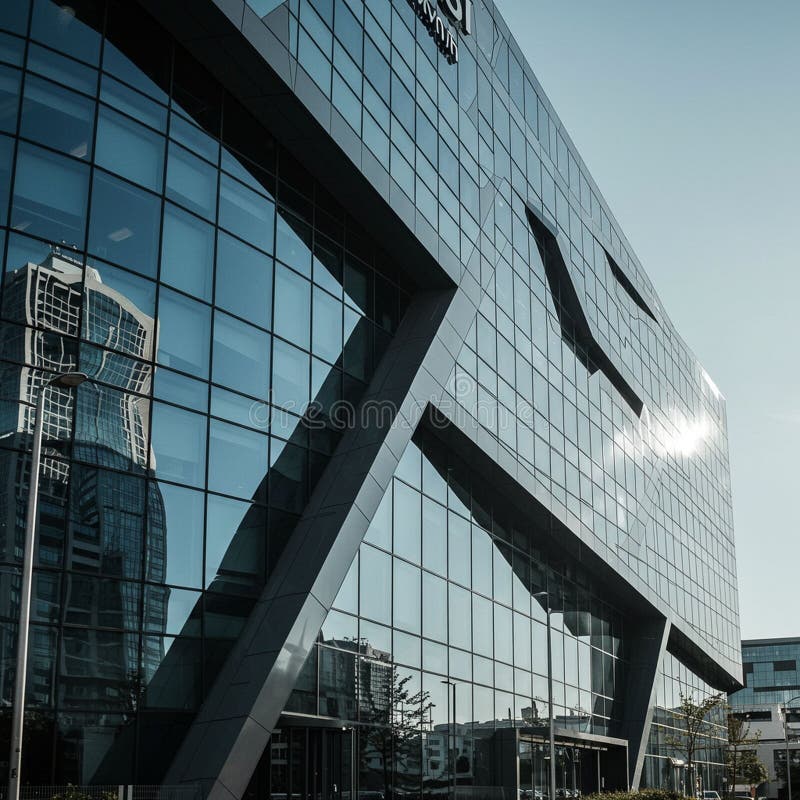 Modern Glass Office Building with Reflective Facades Showing Adjacent ...