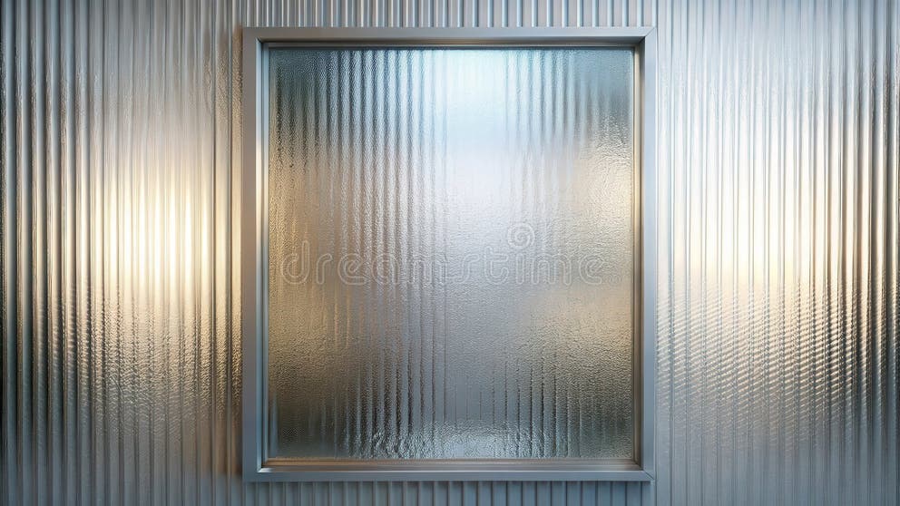 Modern Glass Panel with Metal Frame on a Ribbed Surface. Generative AI ...