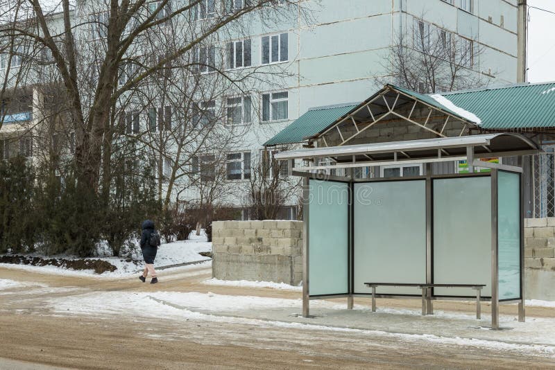 Modern Glass Public Transport Stop in the City Stock Photo - Image of ...