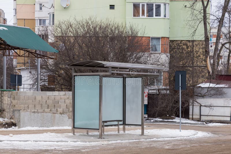 Modern Glass Public Transport Stop in the City Stock Image - Image of ...