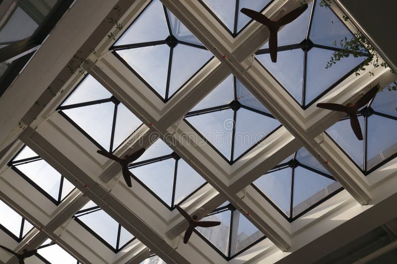 A Modern Glass Roof, Ceiling Inside Shopping Mall Stock Photo - Image ...