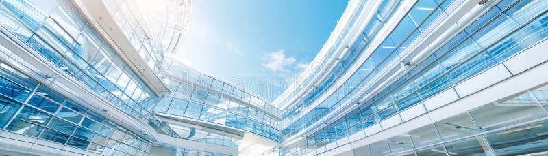 A Modern Glass Roof Structure in Commercial Atrium with Natural Light ...