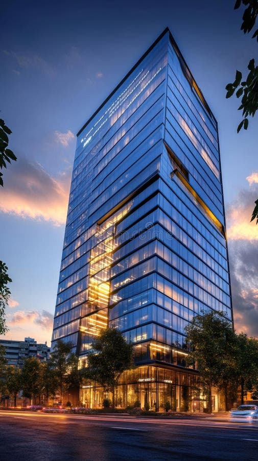 Modern Glass Skyscraper at Dusk, Architecture, Design, and Urban ...