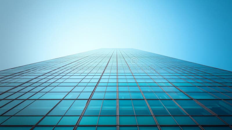 Modern Glass Skyscraper Exterior Under Blue Sky Stock Illustration ...