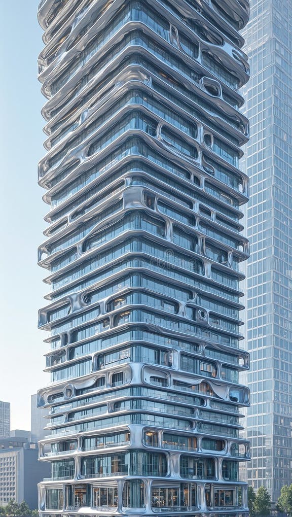 Modern Glass Skyscraper with Horizontal Louvers for Shading and Style ...