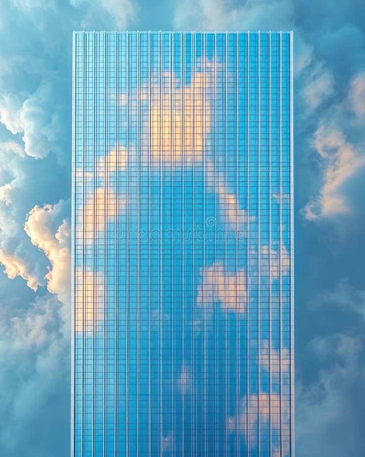 Glass Skyscraper Reflecting Blue Sky and Clouds Architecture Concept ...