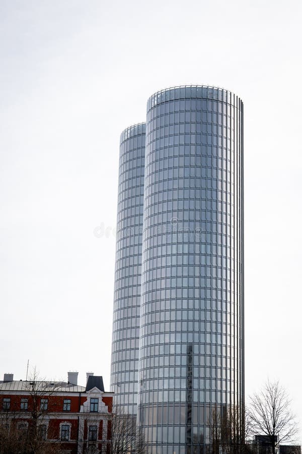 Modern Glass Skyscraper Towers with a Historic Building in the ...