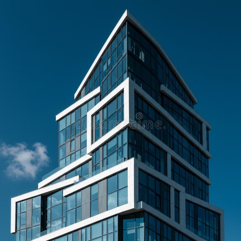 Modern Glass Skyscraper with a Unique, Staggered Design. Facade ...