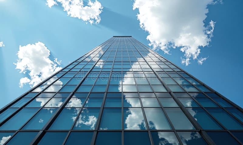 Modern Glass Skyscraper Upward Perspective Reflective Windows Blue ...