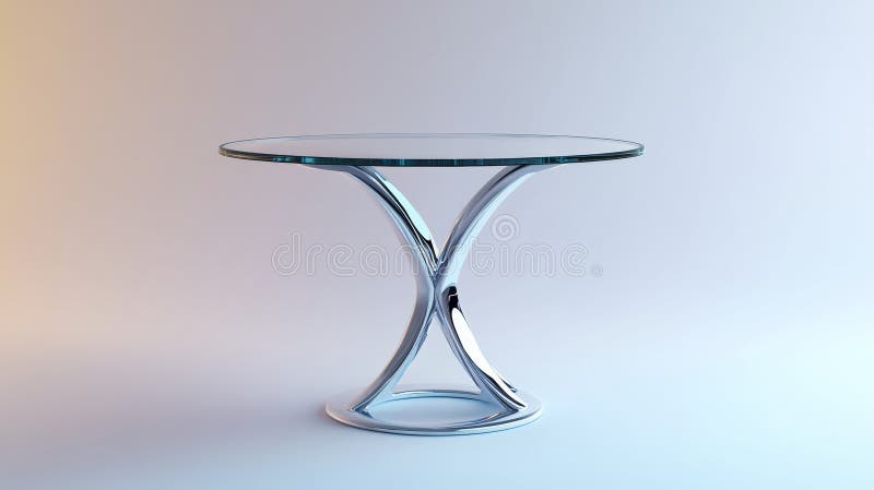 Modern Glass Table with Metal Base, Minimalist Design Concept Stock ...