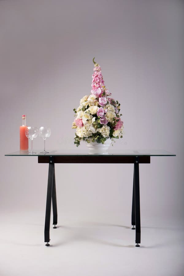 Modern Glass Table Studio Shot on White Background Stock Photo - Image ...