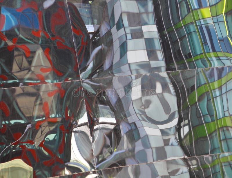 Modern Glass Walls Reflecting Abstract Distorted Reflection Stock Image ...