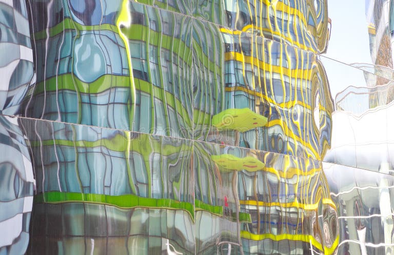 Modern Glass Walls Reflecting Abstract Distorted Reflection Stock Image ...