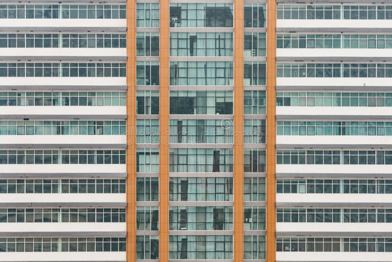 Modern Glass Window Building Facade with Some Curtains in Some Rooms ...