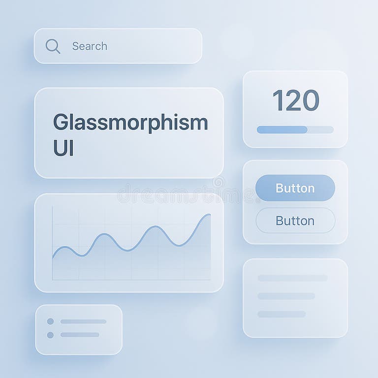 Modern Glassmorphism User Interface Elements with Clean Design for ...