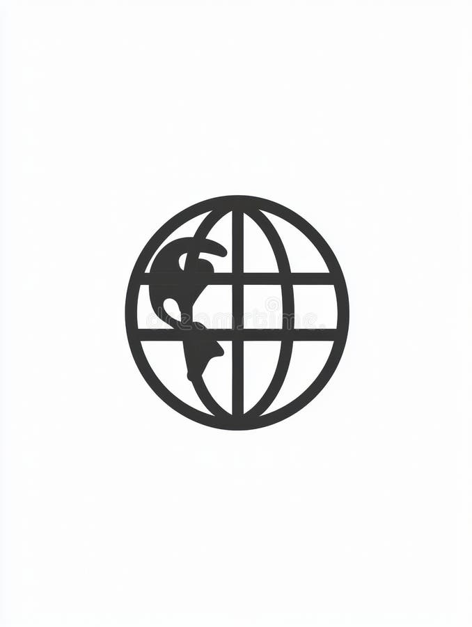 Modern Globe Icon Featuring a Minimalist Design of Continents and Lines ...