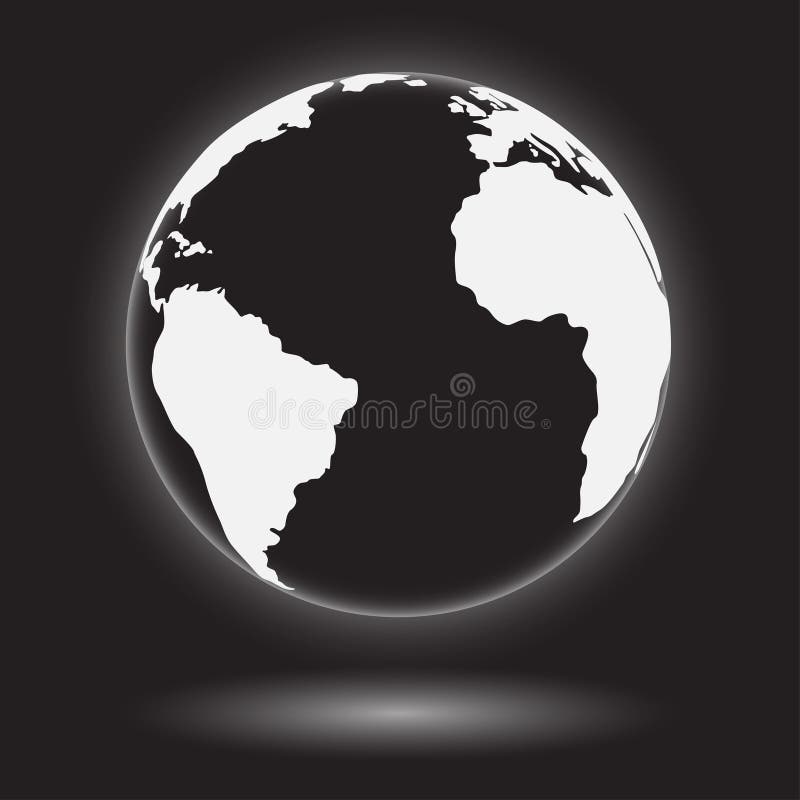 Modern Globe with Light Shadow and Black Background Stock Vector ...