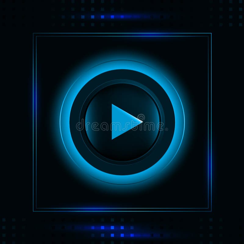 Modern Glowing Blue Light Play Button Icon Stock Vector - Illustration ...