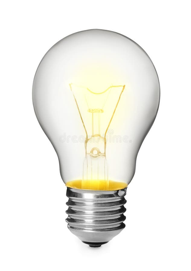 Modern Glowing Lamp Bulb on White Background Stock Image - Image of ...