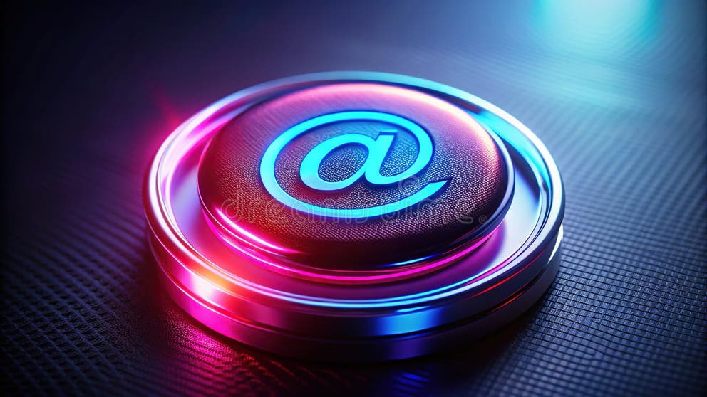 Modern Glowing LED Email Button with at Symbol a Sleek and Stylish ...