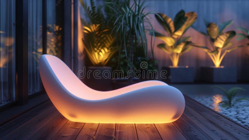 Modern Glowing Lounge Chair Cozy Evening Patio Stock Photos - Free ...