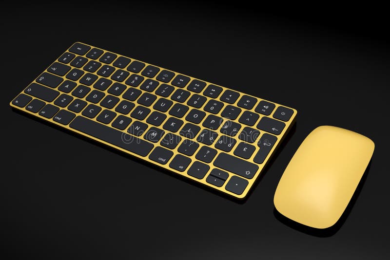 Modern Gold Aluminum Computer Keyboard Isolated on Black Background ...
