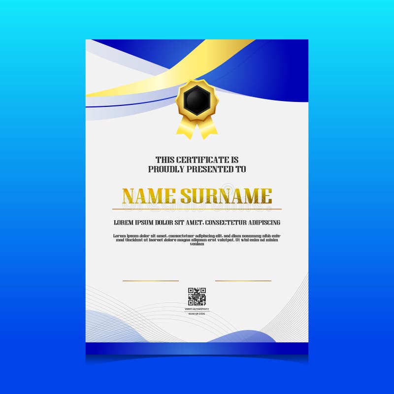 Modern Gold and Blue Elegant Certificate of Winner Design Template ...
