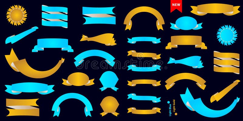 Modern Gold and Blue Ribbon Collection Stock Vector - Illustration of ...