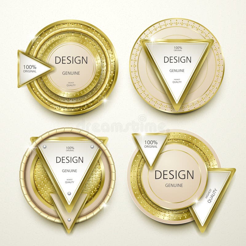 Modern Gold Labels Design Set Stock Vector - Illustration of badge ...