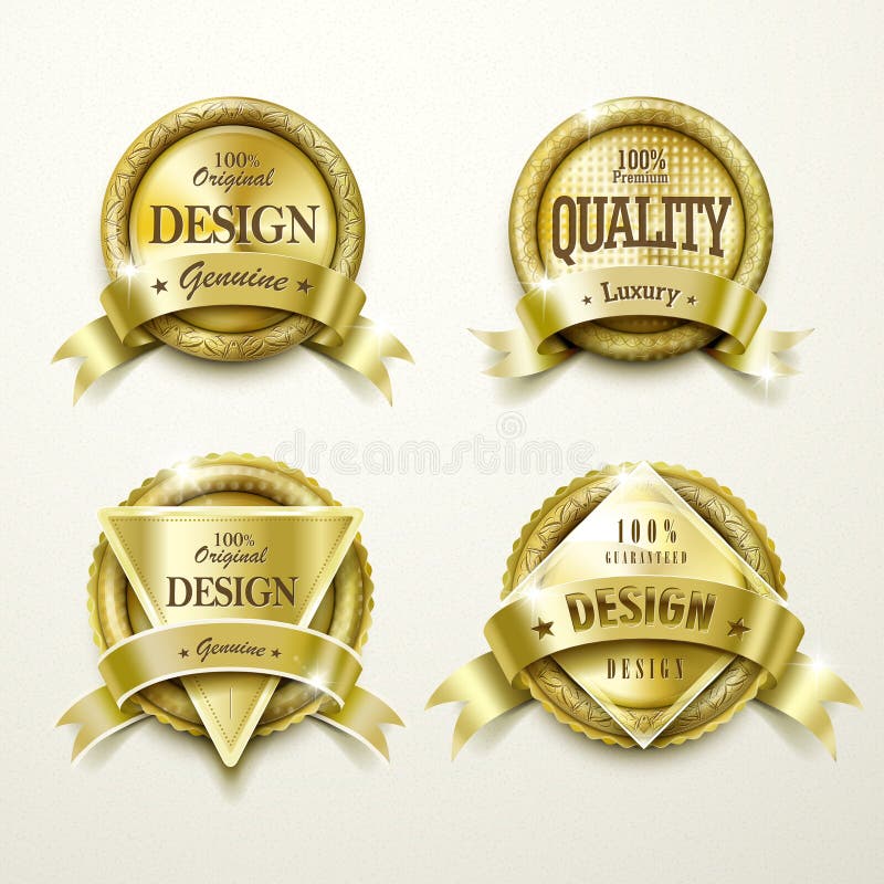 Modern Gold Labels Design Set Stock Illustration - Illustration of ...